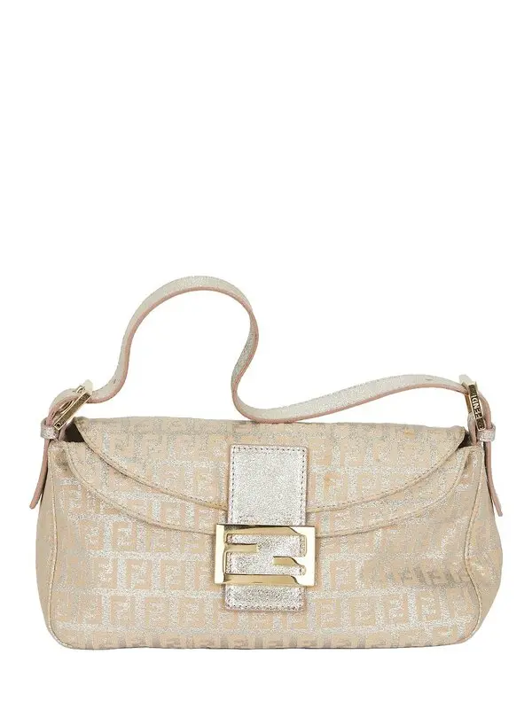 Fendi Zucchino Baguette Shoulder Bag In Grey - Gray