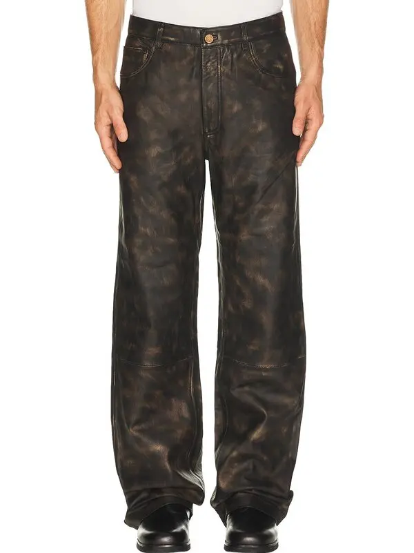 WON HUNDRED Genoa Leather Pants In Brown - Java Brown