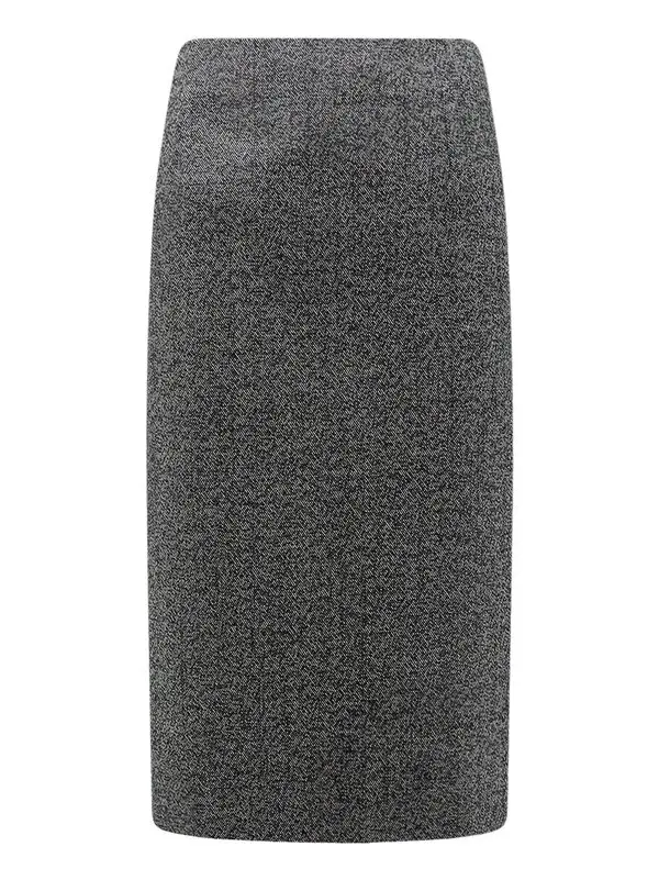 R2W Tweed Wool Midi Skirt - Grey