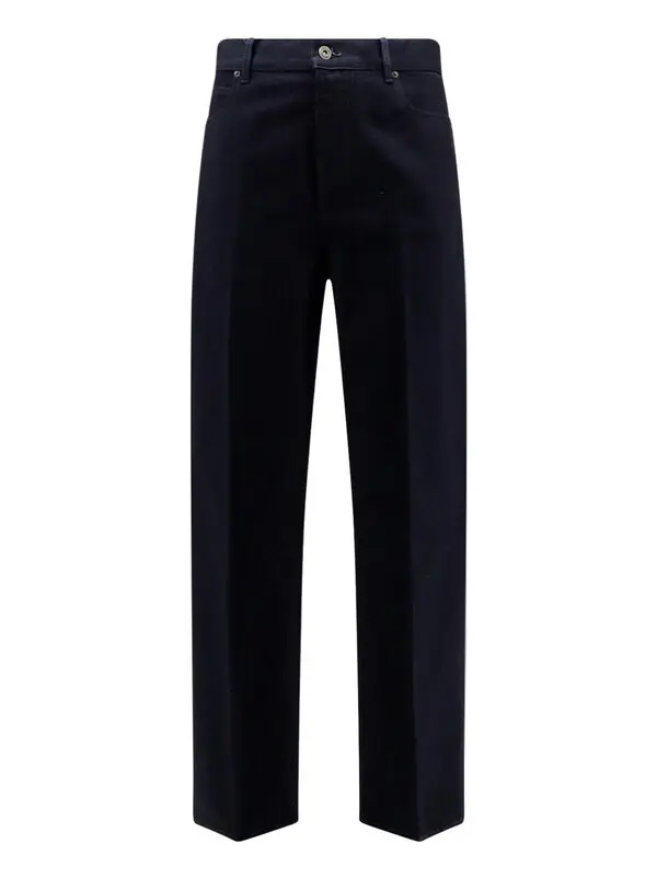 Bottega Veneta Jeans With Leather Patch With Embossed Intrecciato Motif - Blue