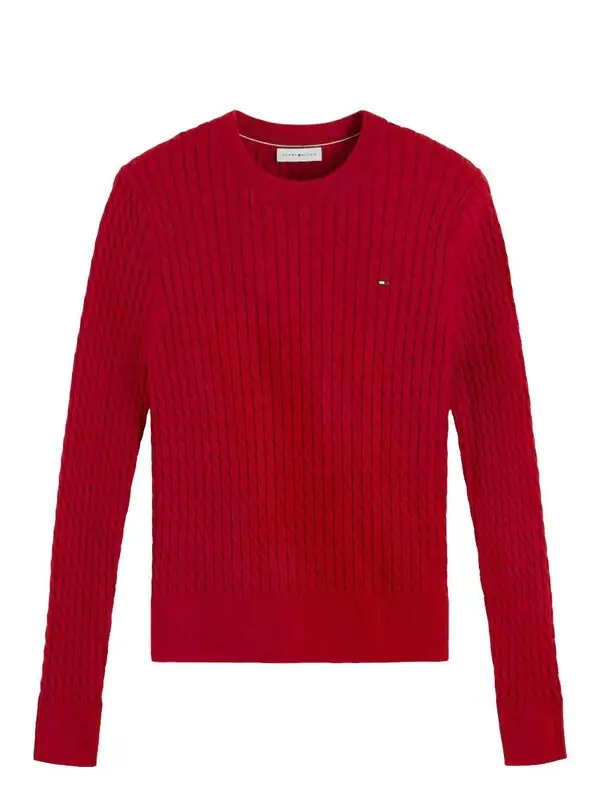 Tommy Hilfiger Cable-knit Logo-embroidered Sweater - Red