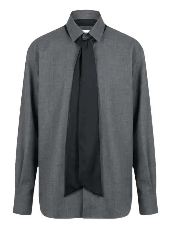 Sacai Pussy-bow Layered-detail Shirt - Gray