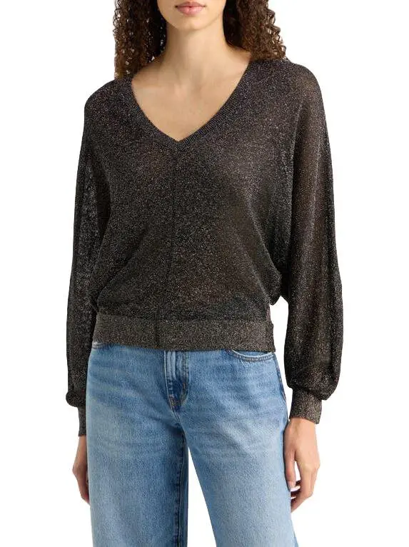 FRAME The Lurex Dolman Top - Gunmetal