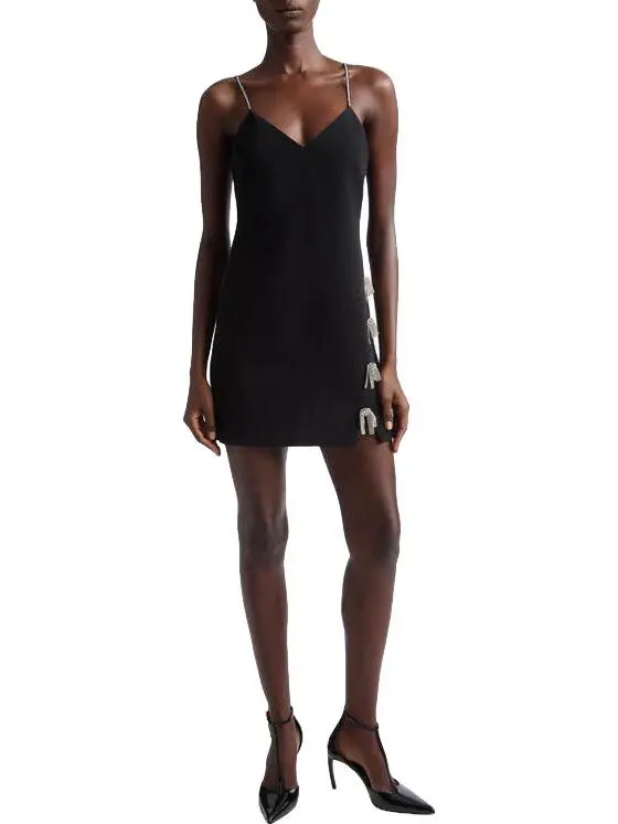 Cinq À Sept Rella Rhinestone Bow Slipdress - Black