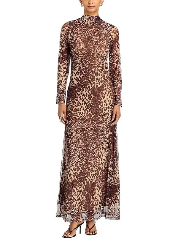 AREA STARS Mock Neck Maxi Dress - Leopard