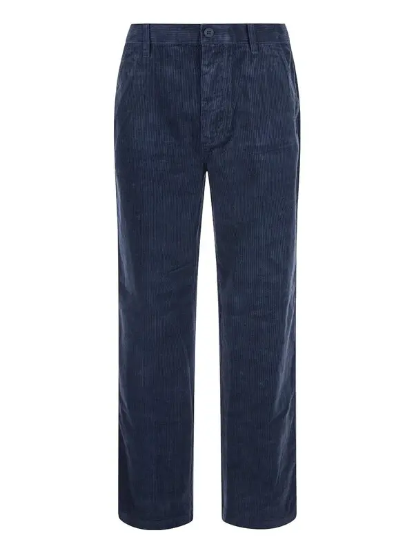 Calvin Klein Velvet Pants With Pockets And Straight Hems - Blu