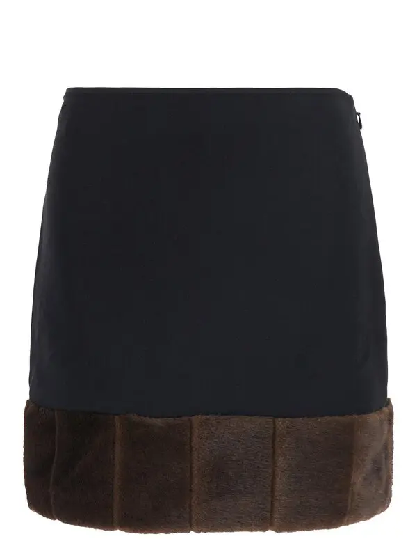 ROTATE BY BIRGER CHRISTENSEN Duelia Synthetic Fur Mini Skirt For - Black