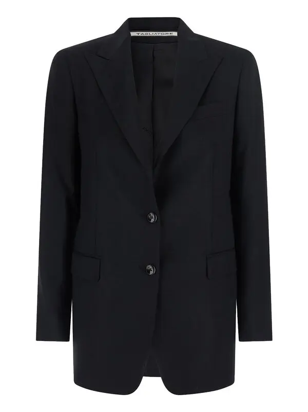 Tagliatore Soft-textured Tech Jacket With Notched Lapel - Black