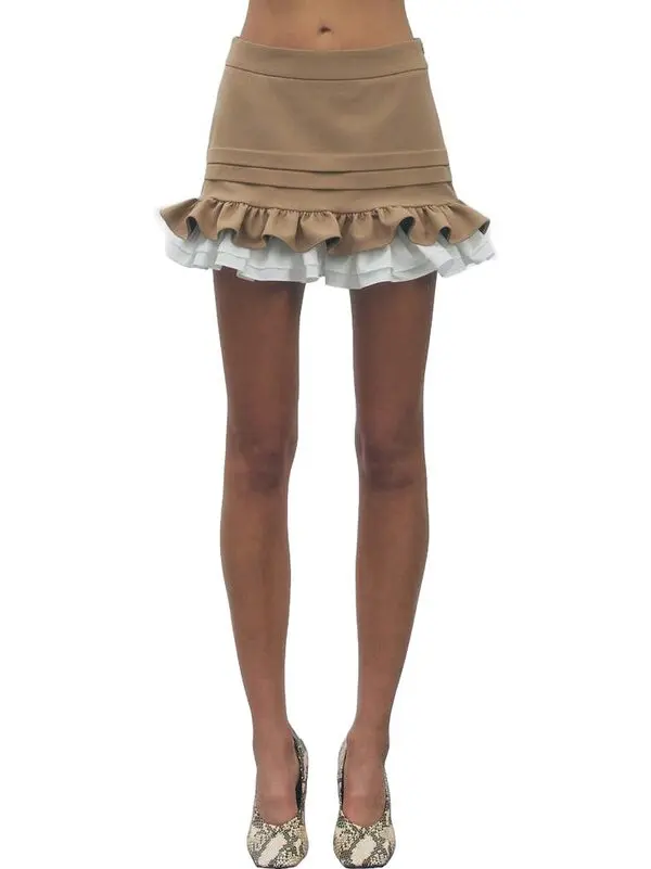 MAUDE CLUB Jamie Ruffle Skort - Tan