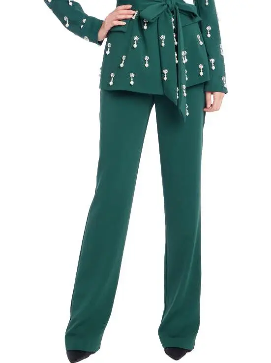 Badgley Mischka Crepe Straight Leg Pants - Pine