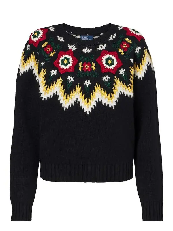 Polo Ralph Lauren Crochet Wool And Cotton Sweater - Multicoloured
