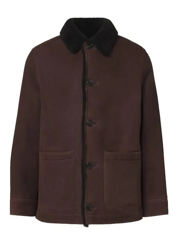 YVES SALOMON Shearling-lined Suede Jacket - Brown