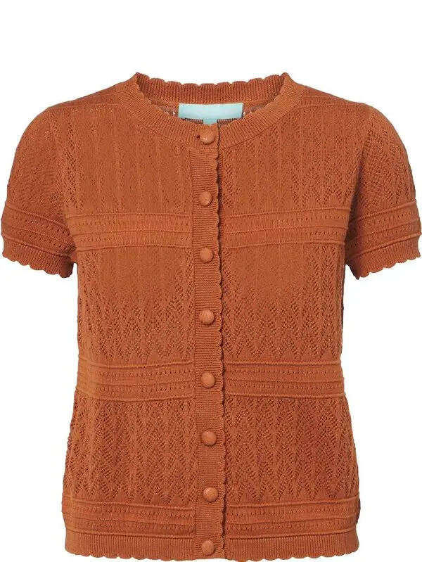 Melissa Odabash Polly Pointelle Cotton Cardigan - Brown