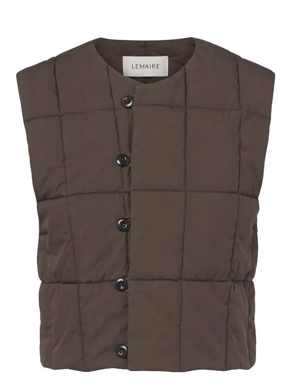 LEMAIRE Padded Quilted Cotton-blend Vest - Brown