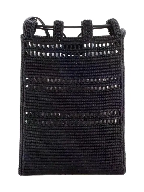 Loewe Paula's Ibiza Drawstring Woven Raffia Small Crossbody Bag - Black