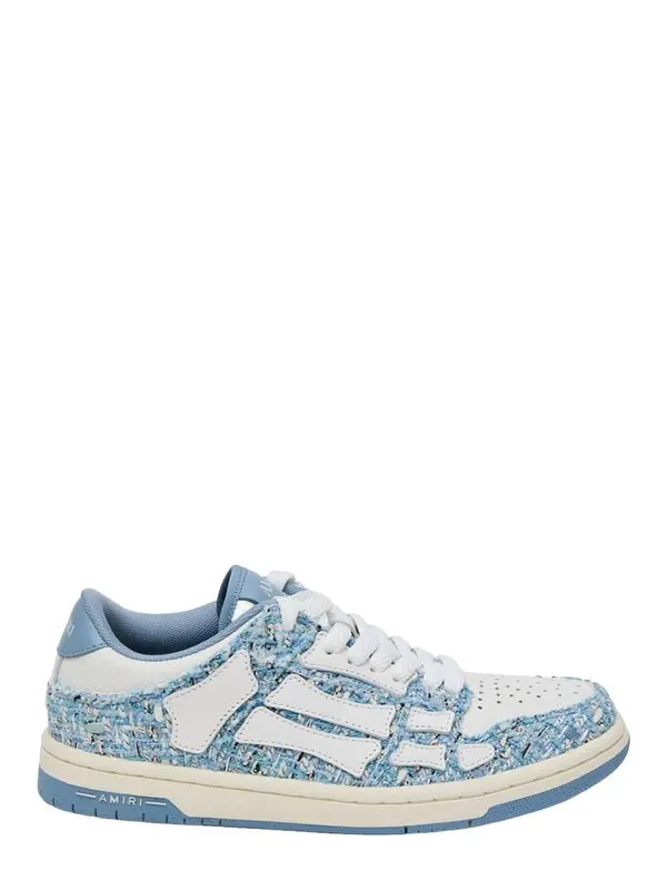 Amiri Skel Appliqué Bouclé-leather Low-top Sneakers - Blue