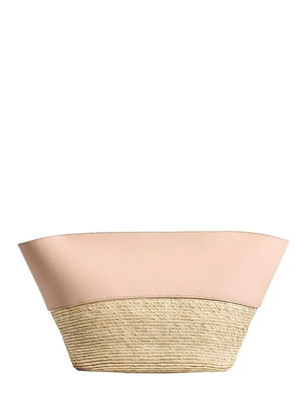 Altuzarra Basket Woven Palm & Leather Clutch - Pale Blush