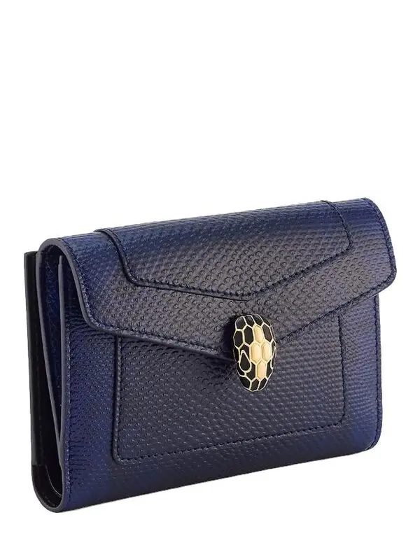 BVLGARI Serpenti Forever Embossed Leather Pochette - Lapis