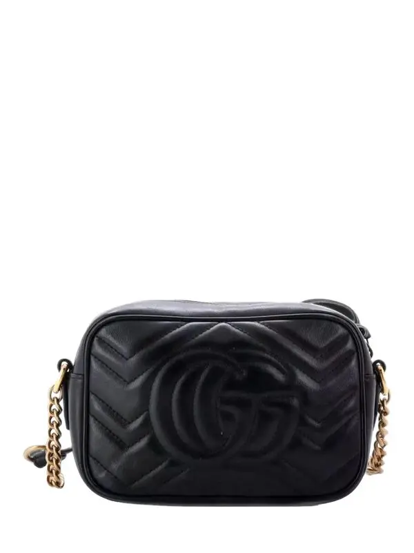 Gucci Gg Marmont Shoulder Bag Matelasse Leather Mini Crossbody Bag - Black