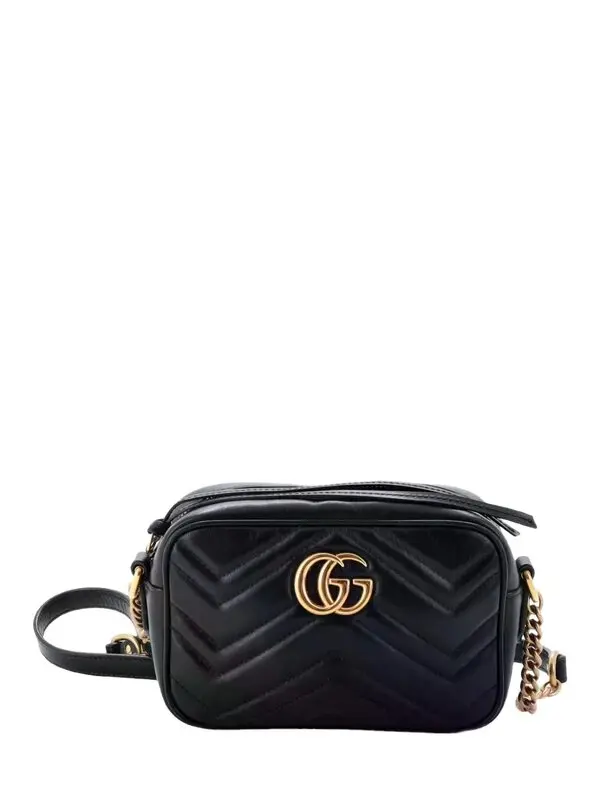 Gucci Gg Marmont Shoulder Bag Matelasse Leather Mini Crossbody Bag - Black