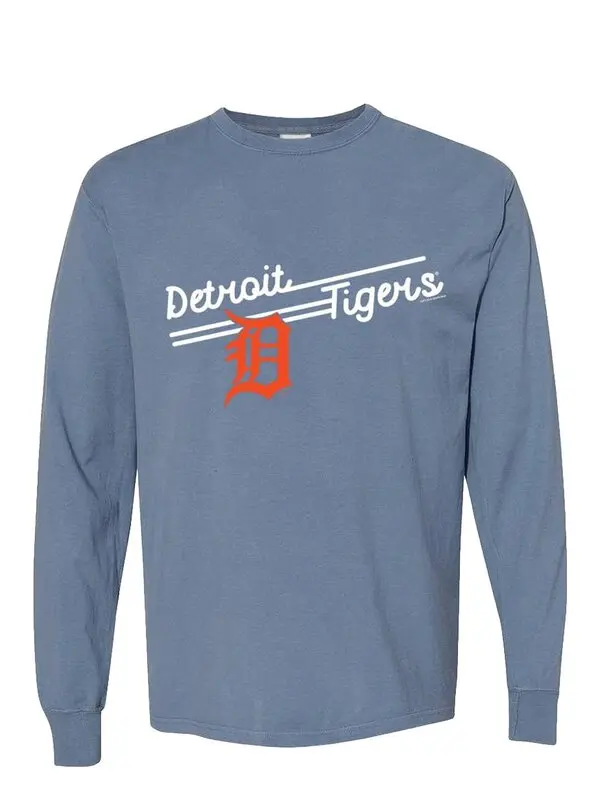 SOFT AS A GRAPE Detroit Tigers Pigment Dye Long Sleeve T-shirt - Navy