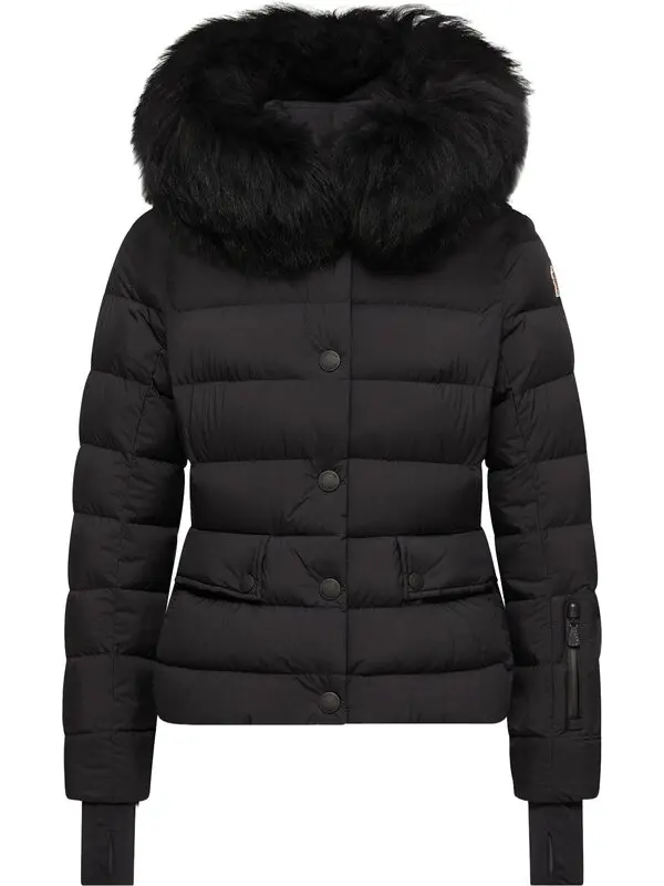 Moncler Armoniques Hooded Shearling-trimmed Down Ski Jacket - Black