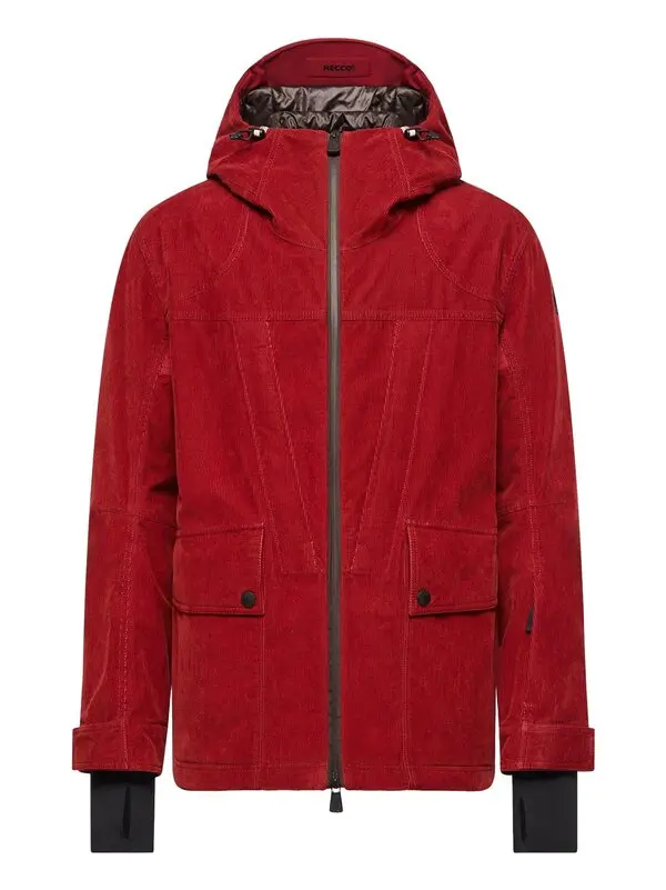 Moncler Airolo Corduroy Insulated Hooded Ski Jacket - Red