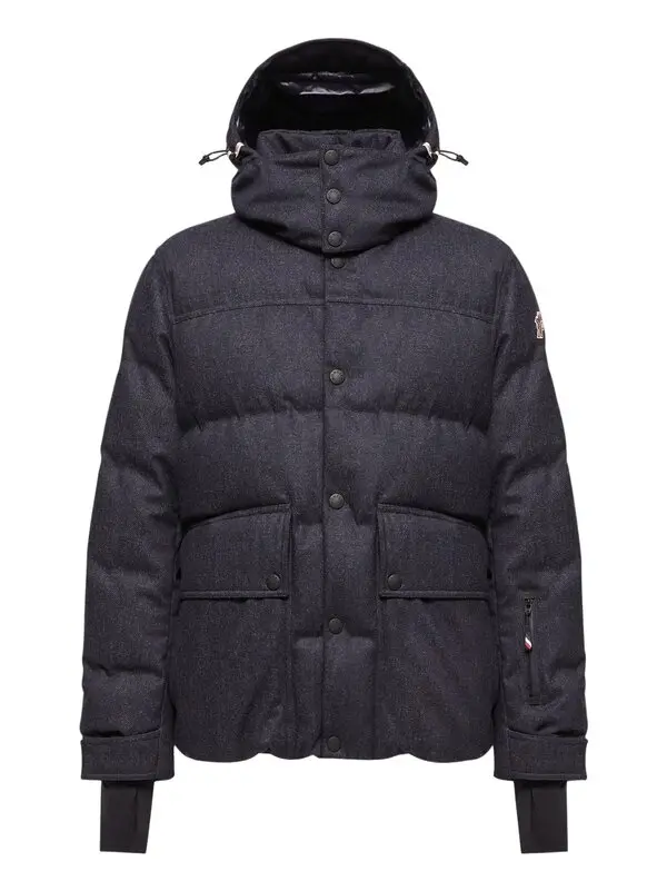 Moncler Servance Wool Denim Hooded Down Ski Jacket - Blue