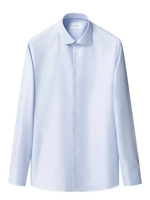 Eton Herringbone Contemporary-fit Twill Shirt - Light Blue