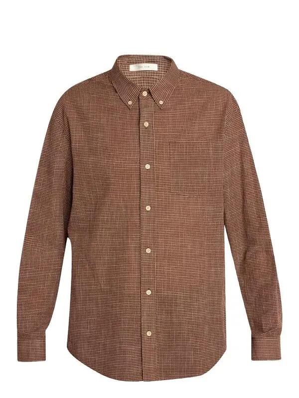 THE ROW Pompeo Cotton Check Sport Shirt - Chocolate