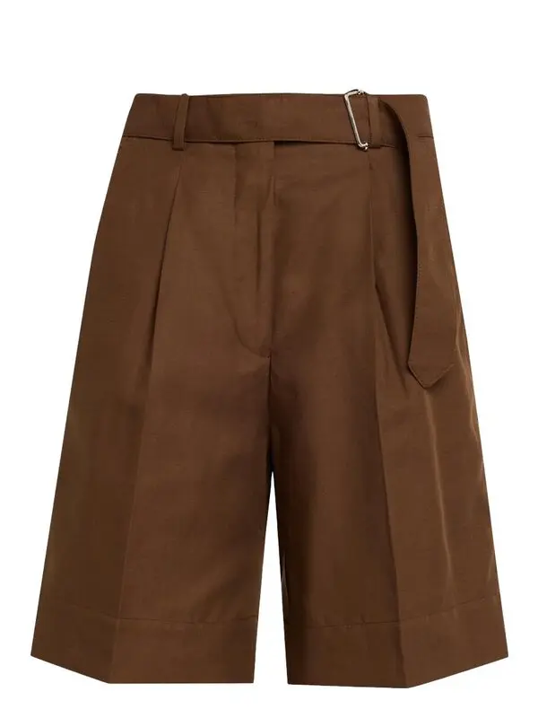 Officine Générale Dalva Belted Italian Linen Shorts - Coco