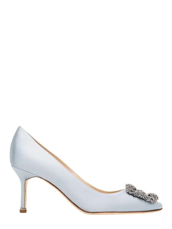 Manolo Blahnik 70mm Hangisi Satin Crystal-buckle Pumps - Blue