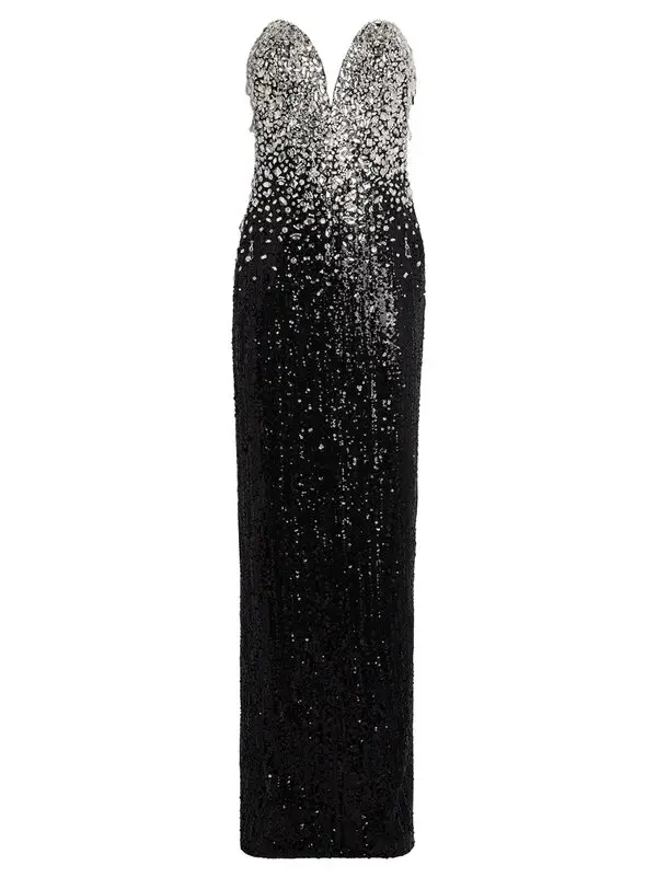 Pamella Roland Embellished Dégrade Gown - Silver