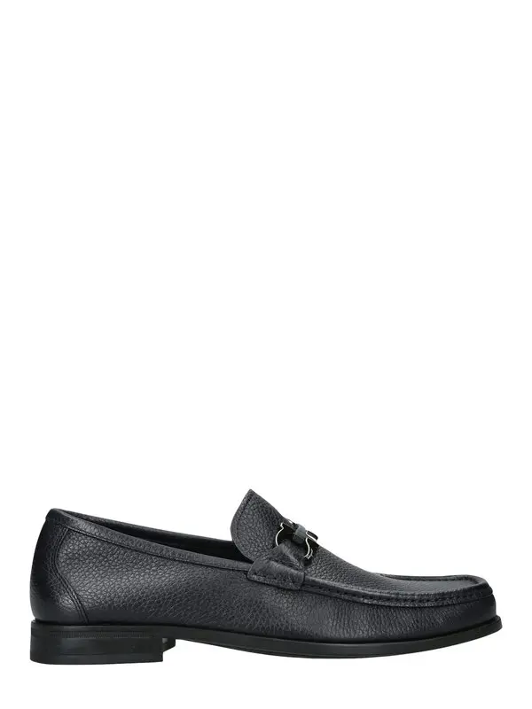 FERRAGAMO Leather Grandioso Loafers - Navy