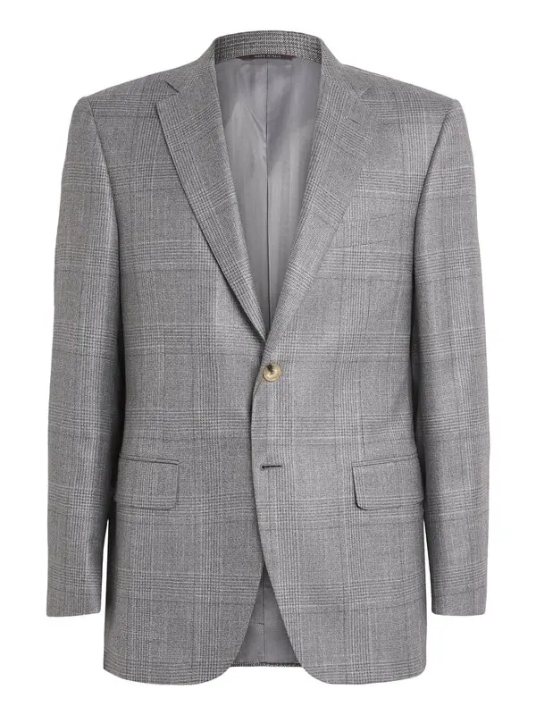 Canali Silk-cashmere Check Blazer - Grey