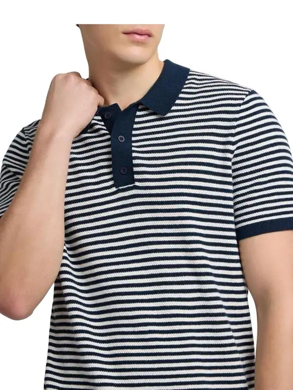 Onia Apos;s Cotton Pinstripe Textured Knit Polo Shirt - Midnight/e