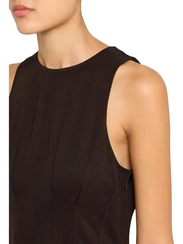 Proenza Schouler Bronwyn Wool Twill A-line Midi Dress - Chocolate