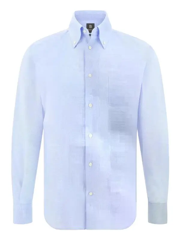 Boggi Milano Shirt In Cotton Dobby Regular Fit - Blue