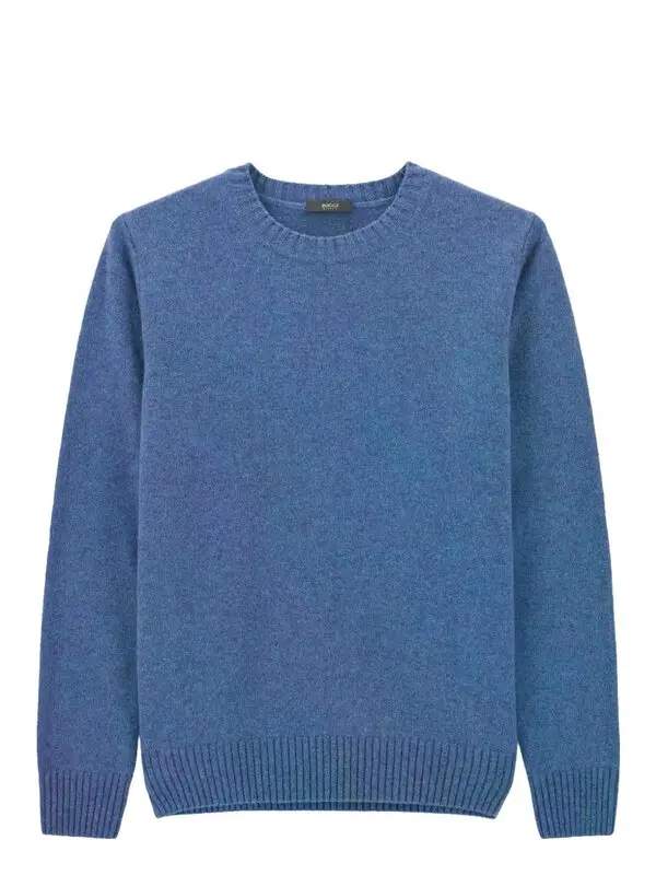 Boggi Milano Crew Neck Jumper In Wool Blend - Blue