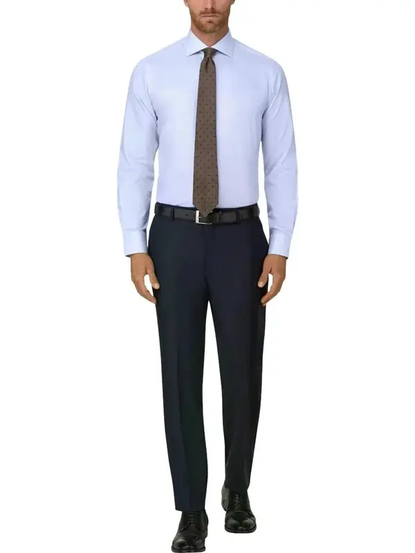 Boggi Milano Shirt In Cotton Dobby Slim Fit - Blue