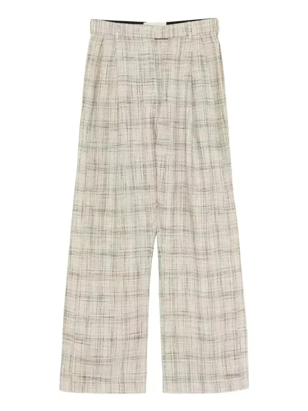 LITKOVSKA Checked Frayed-edge Trousers - Neutrals