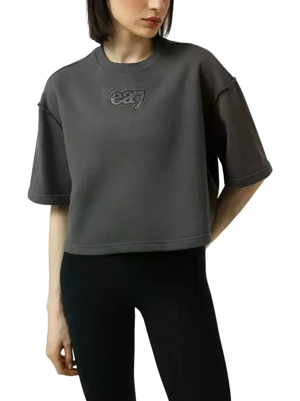 EA7 Logo-patch Raw-edge T-shirt - Grey
