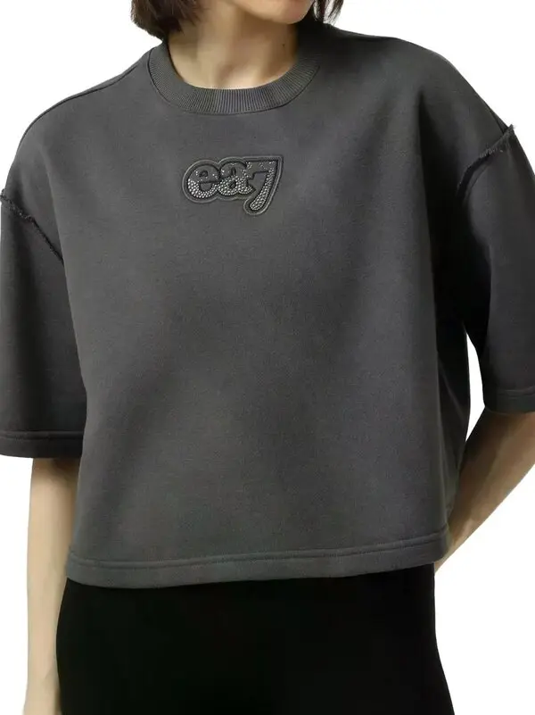 EA7 Logo-patch Raw-edge T-shirt - Grey