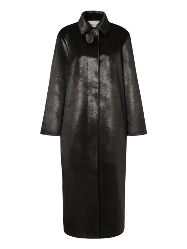 MALINA Coat Phoebe Faux Pony Hair Long - Black