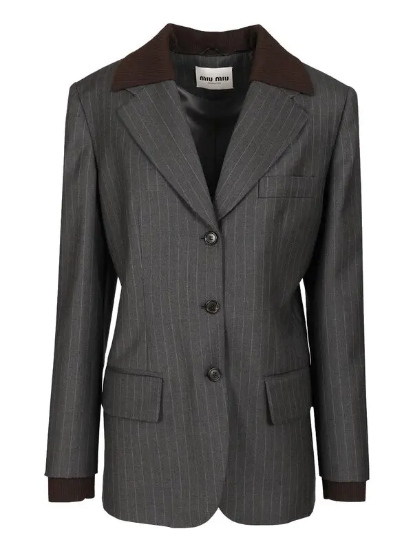 Miu Miu Tailored Single-breasted Blazer - Gray