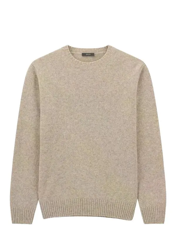 Boggi Milano Crew Neck Jumper In Wool Blend - Neutrals