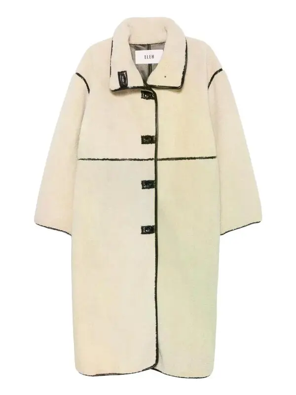 ELEH Contrast-trim Shearling-effect Coat - Neutrals