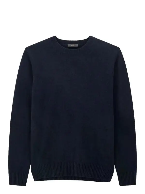 Boggi Milano Crew Neck Jumper In Wool Blend - Blue