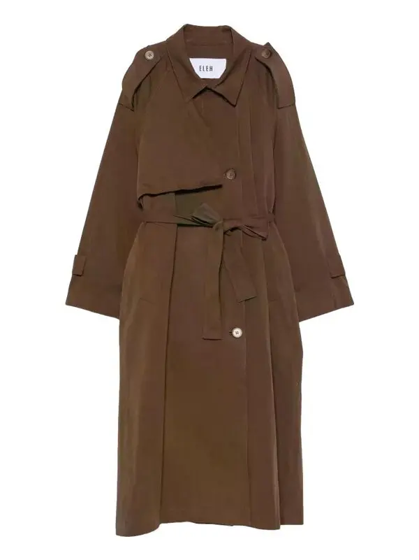 ELEH Belted Storm-flap Trench Coat - Brown