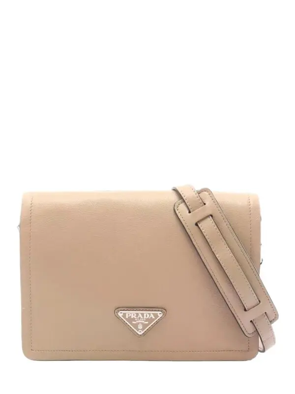 Prada 2010s Glace Logo-detail Shoulder Bag - Neutrals